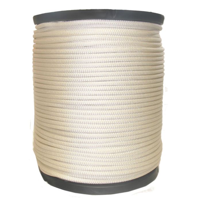 6mm x 150m Kevlar Cord with Polyester Jacket White / 1200 lb break strength